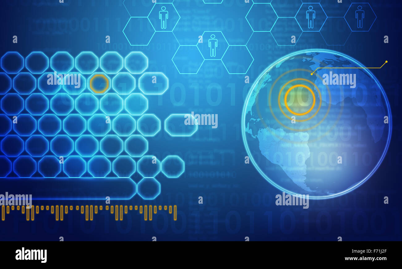 Blue holographic screen with map Stock Photo - Alamy