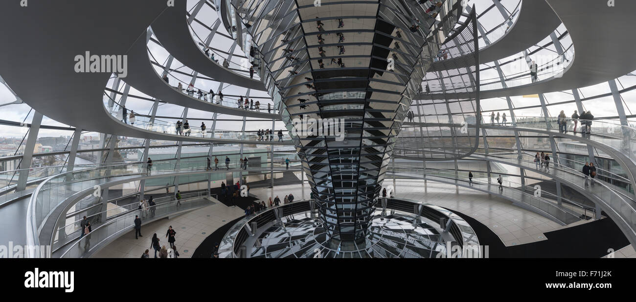 Panoramic image of the interior of the Reichstag building in Berlin ...