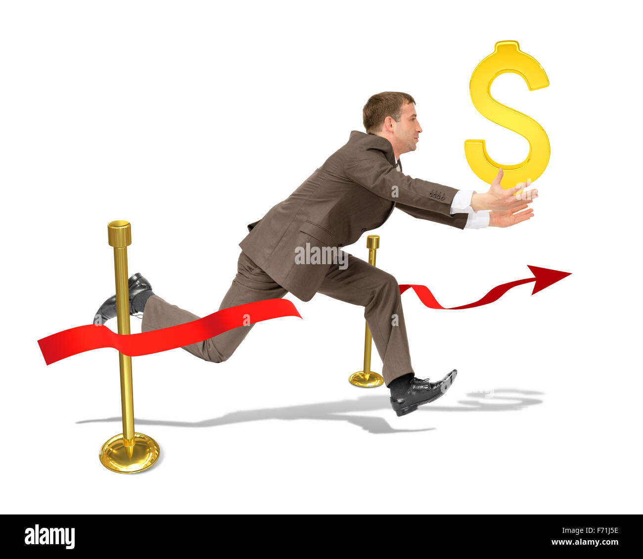 Businessman with dollar sign finishing Stock Photo - Alamy