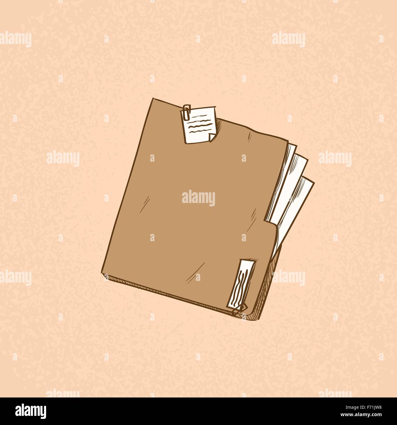 Folder Orange Paper Document File Sketch Retro Stock Vector Image & Art ...