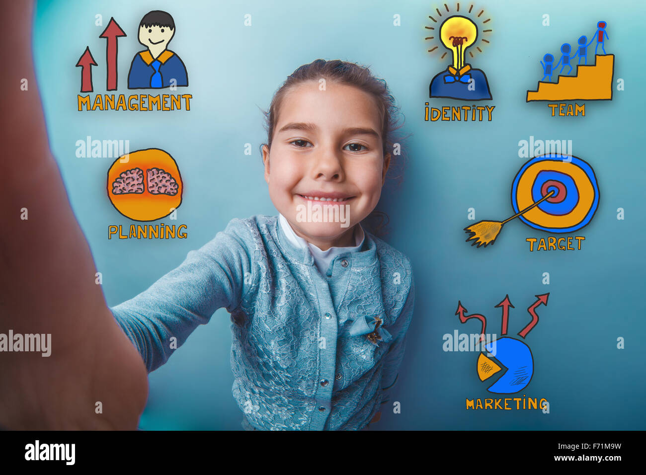 Teen girl opened her mouth and photographs Selfe joy collection Stock ...