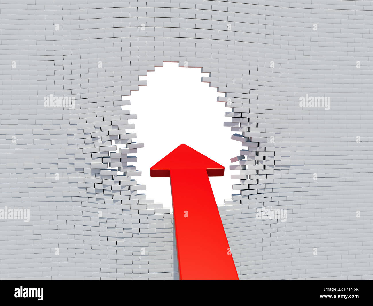 Wall crash arrow with hole Stock Photo - Alamy