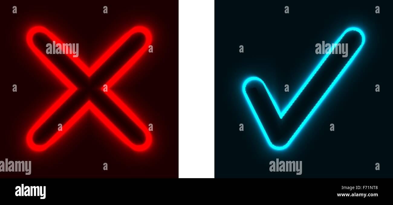 vector image of wrong right signs. Transparency and blend effects used ...