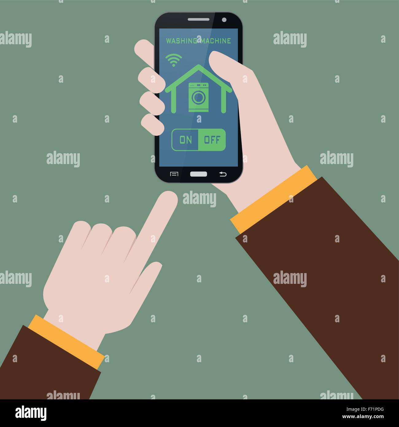 Hand turning on washing machine Stock Vector Images - Alamy