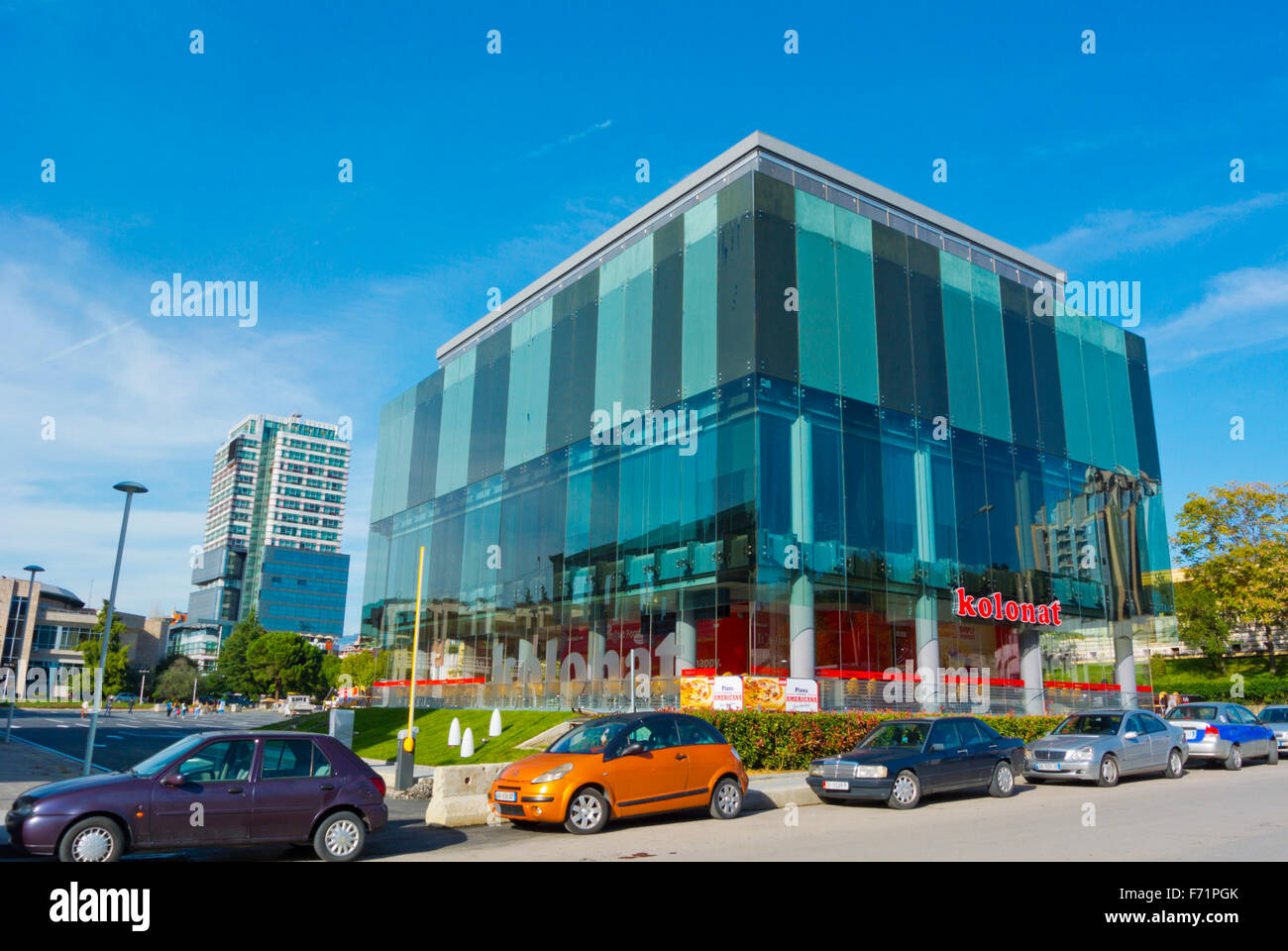 Kolonat restaurant complex, next to the stadium, Tirana, Albania Stock ...