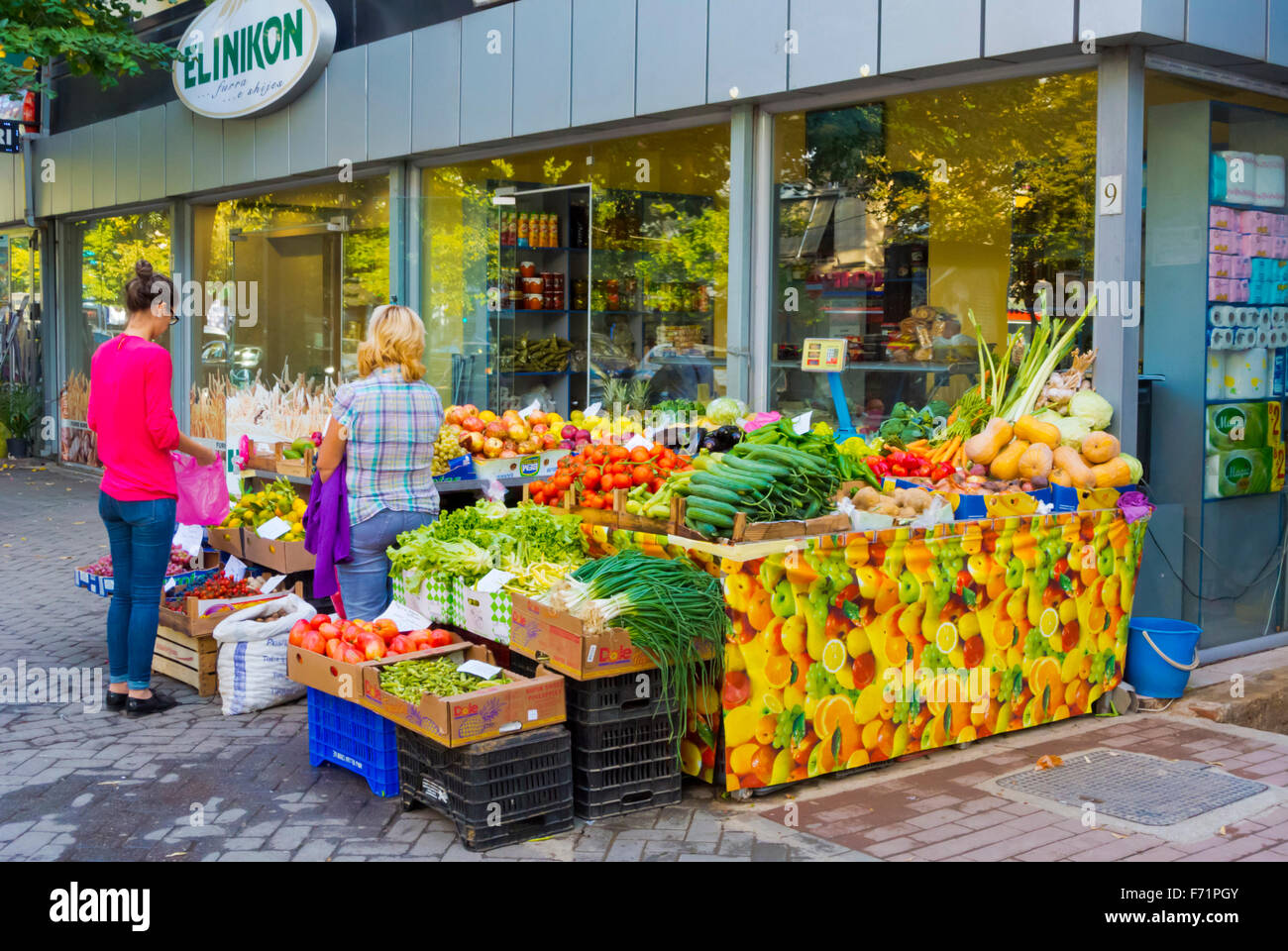 Fresh produce stall, Blloku district, Tirana, Albania Stock Photo - Alamy
