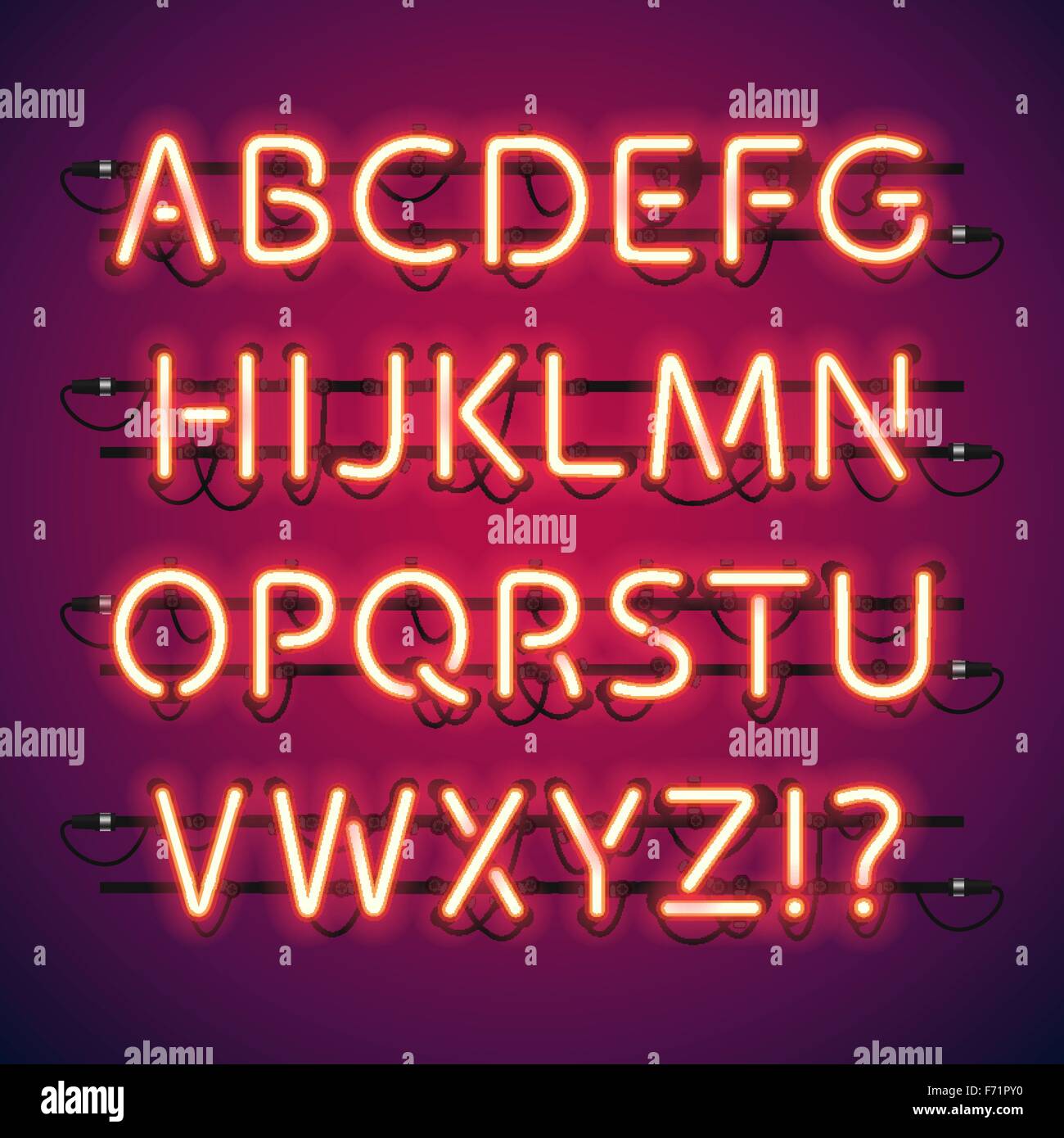Glowing Neon Bar Alphabet Stock Vector Image & Art - Alamy