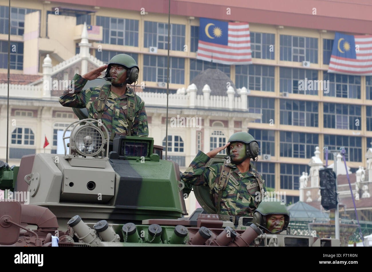 Column of military armored vehicles parade 16 September - Hari Merdeka ...