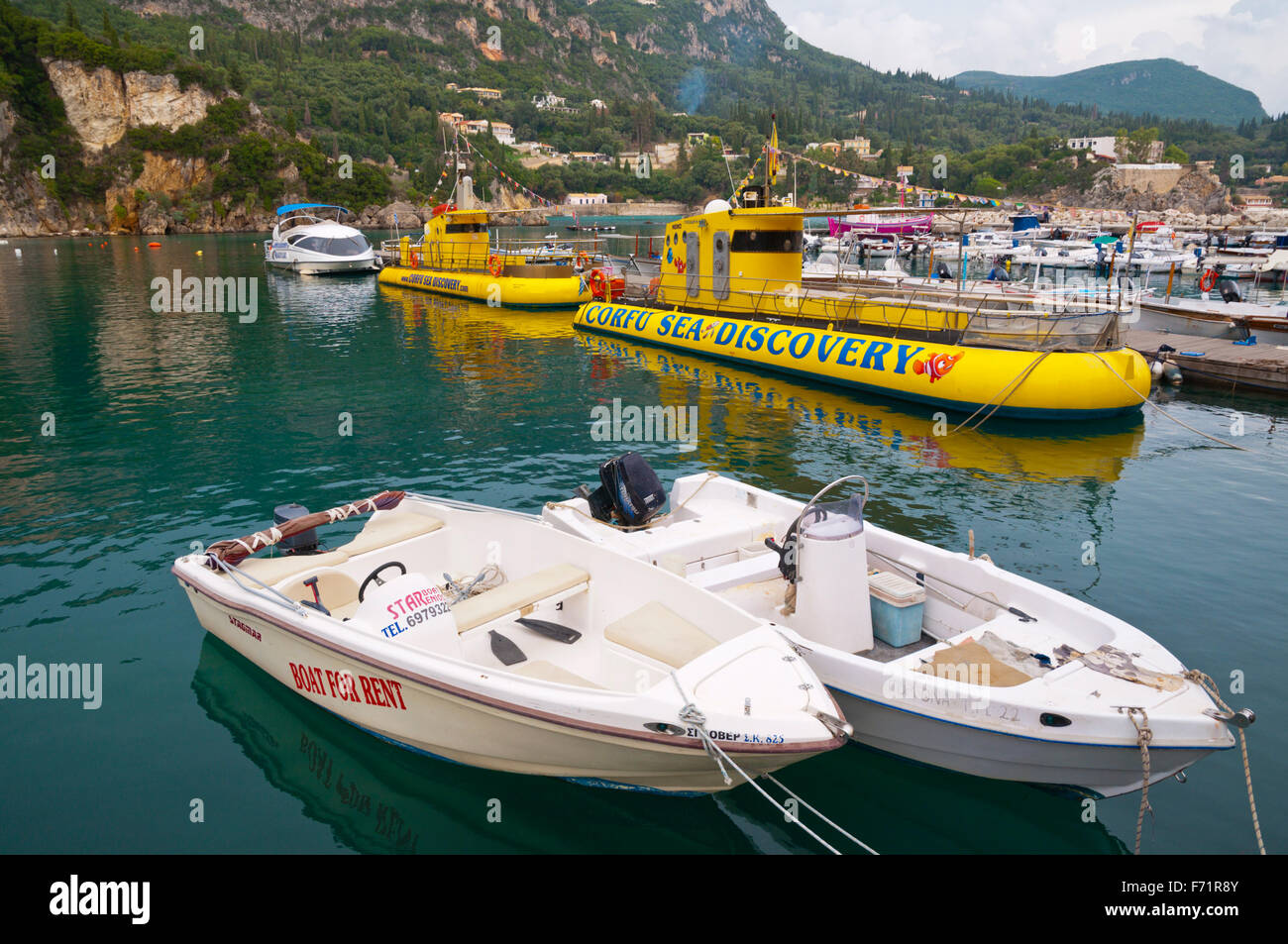 Alipa beach and harbour, Palaiokastritsa, Paleokastritsa, western Corfu ...