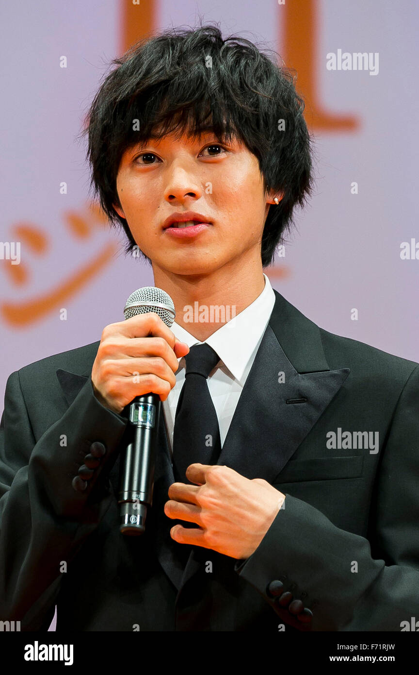 Japanese actor Kento Yamazaki speaks to the audience during the ...