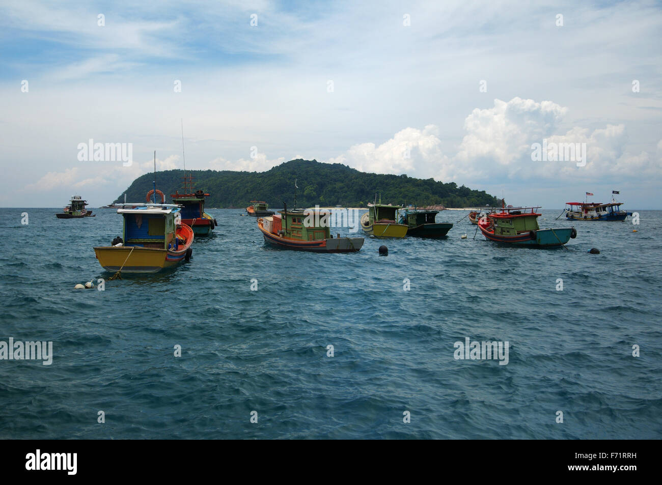 A lot of boats in the Gulf Redang Island, Malaysia, Asia Stock Photo ...