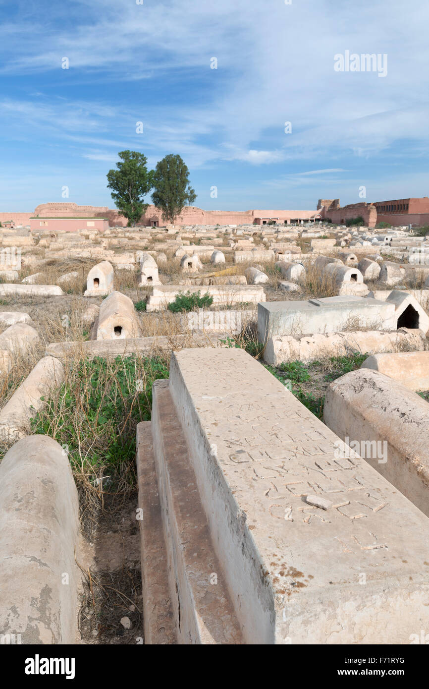 Jewish cemetery in the Mellah, the jewish quarter, Marrakech, Morocco ...