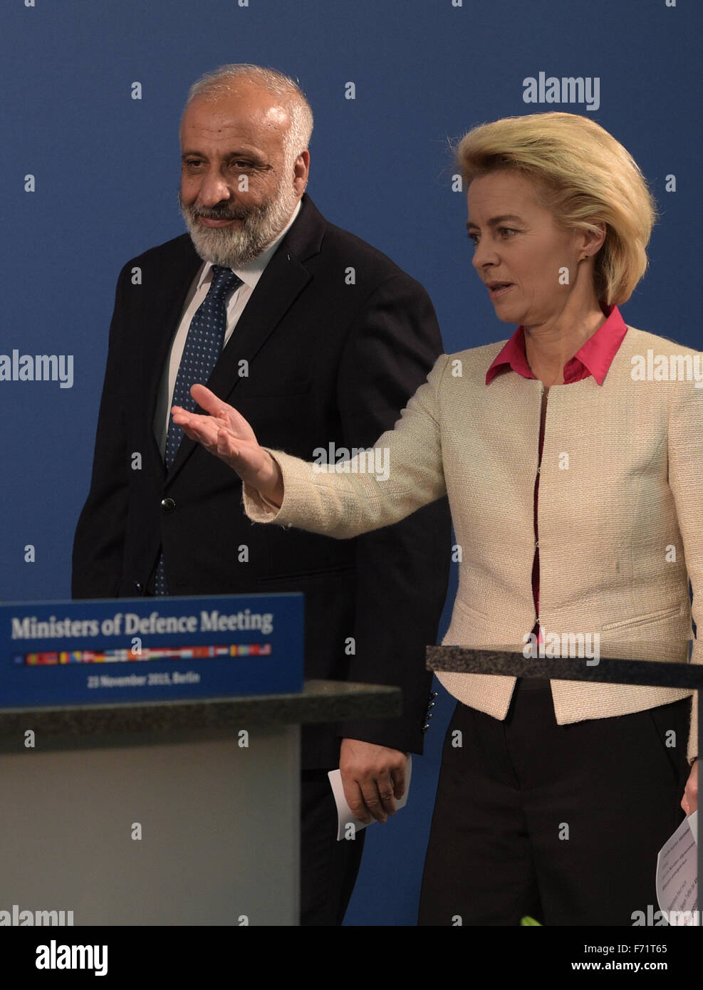 Berlin, Germany. 23rd Nov, 2015. German Defence Minister Ursula von der ...