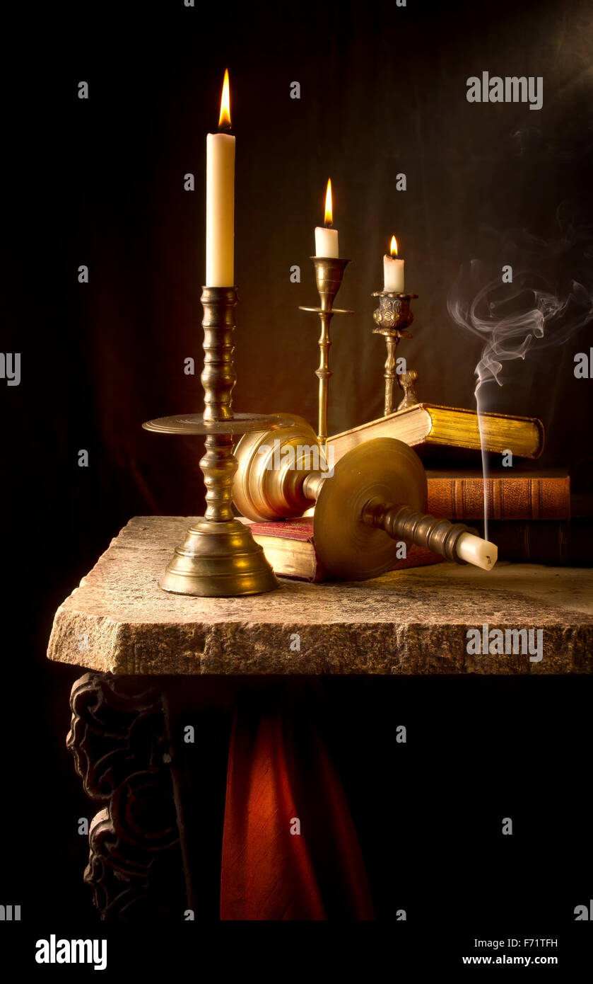 Still Life with Candles Stock Photo - Alamy