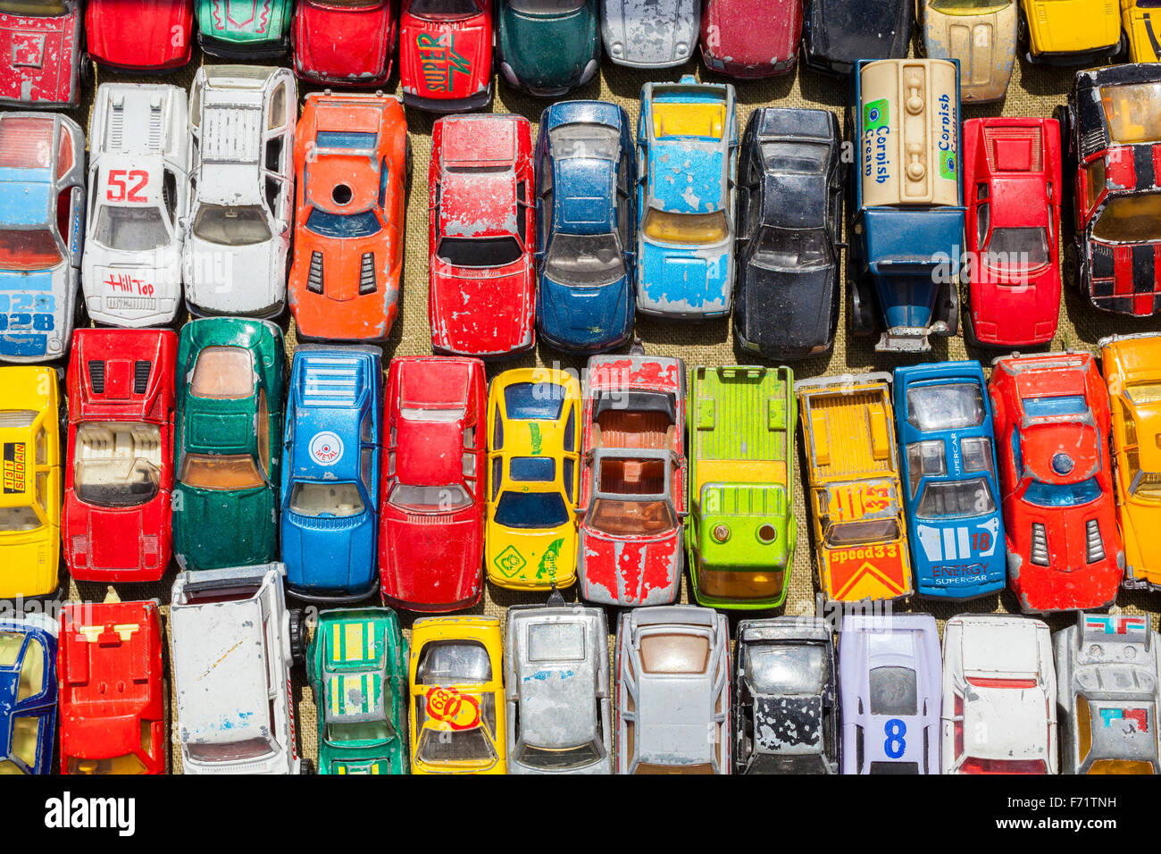 Overhead photograph of old toy cars Stock Photo - Alamy