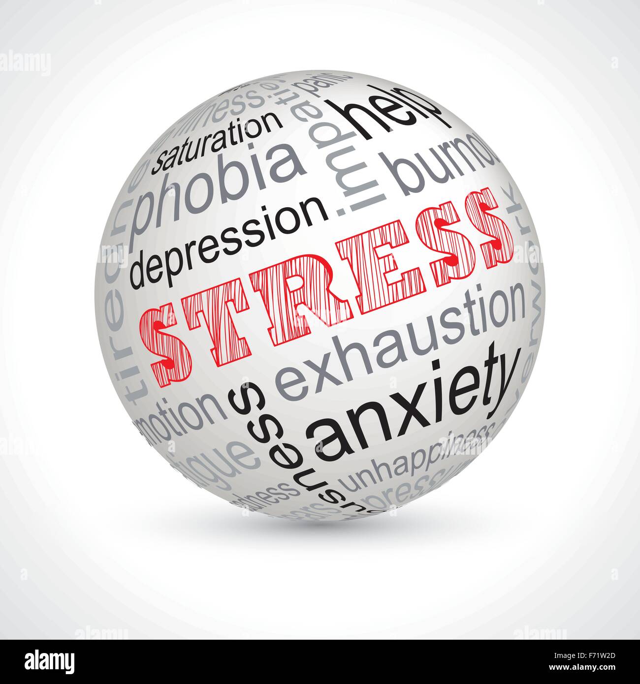 Stress theme sphere with keywords full vector Stock Vector Image & Art - Alamy