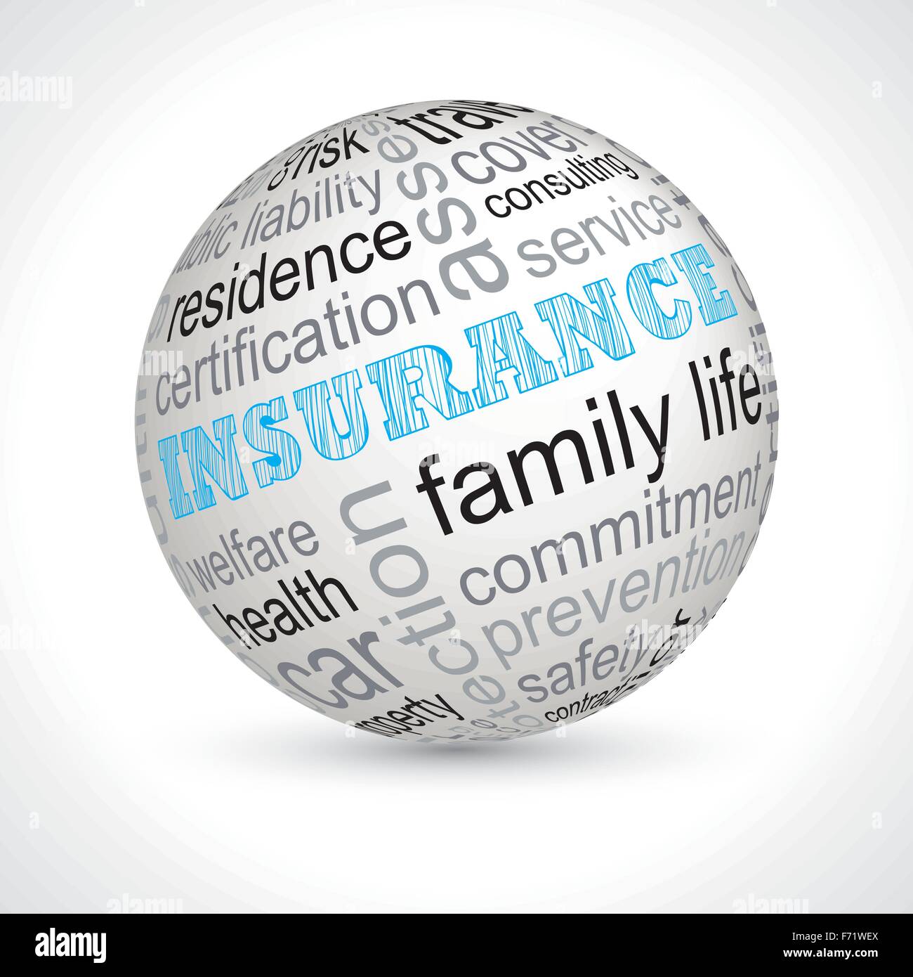 Insurance theme sphere with keywords full vector Stock Vector Image ...