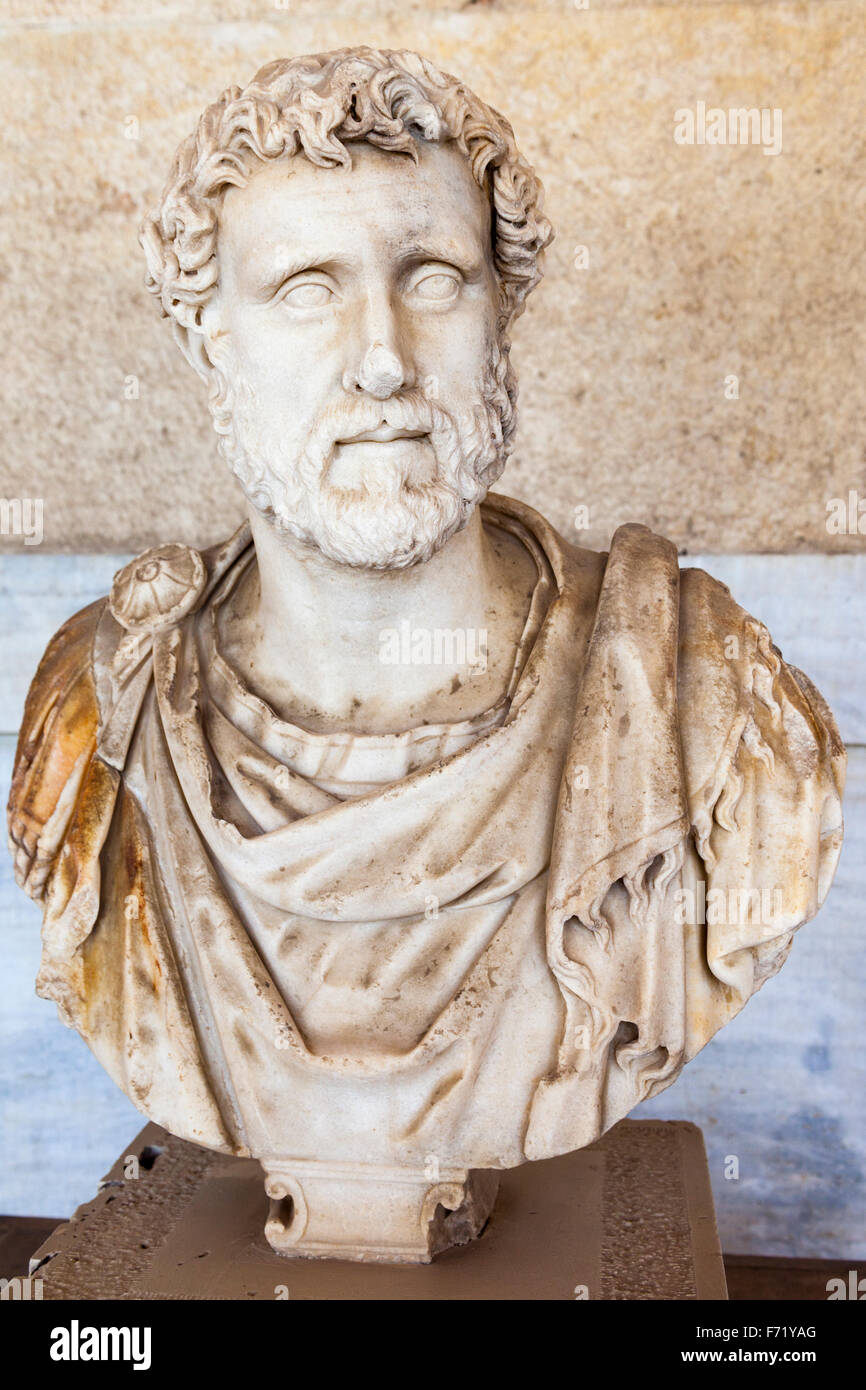 Bust of Emperor Antoninus Pius in Stoa of Attalos and Agora Museum ...