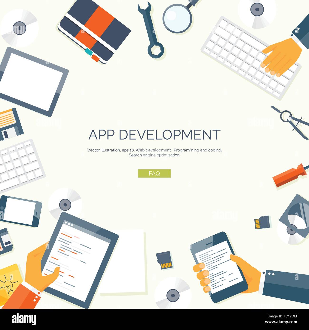Vector Illustration Flat Computing Background Programming Coding Web Development And Search