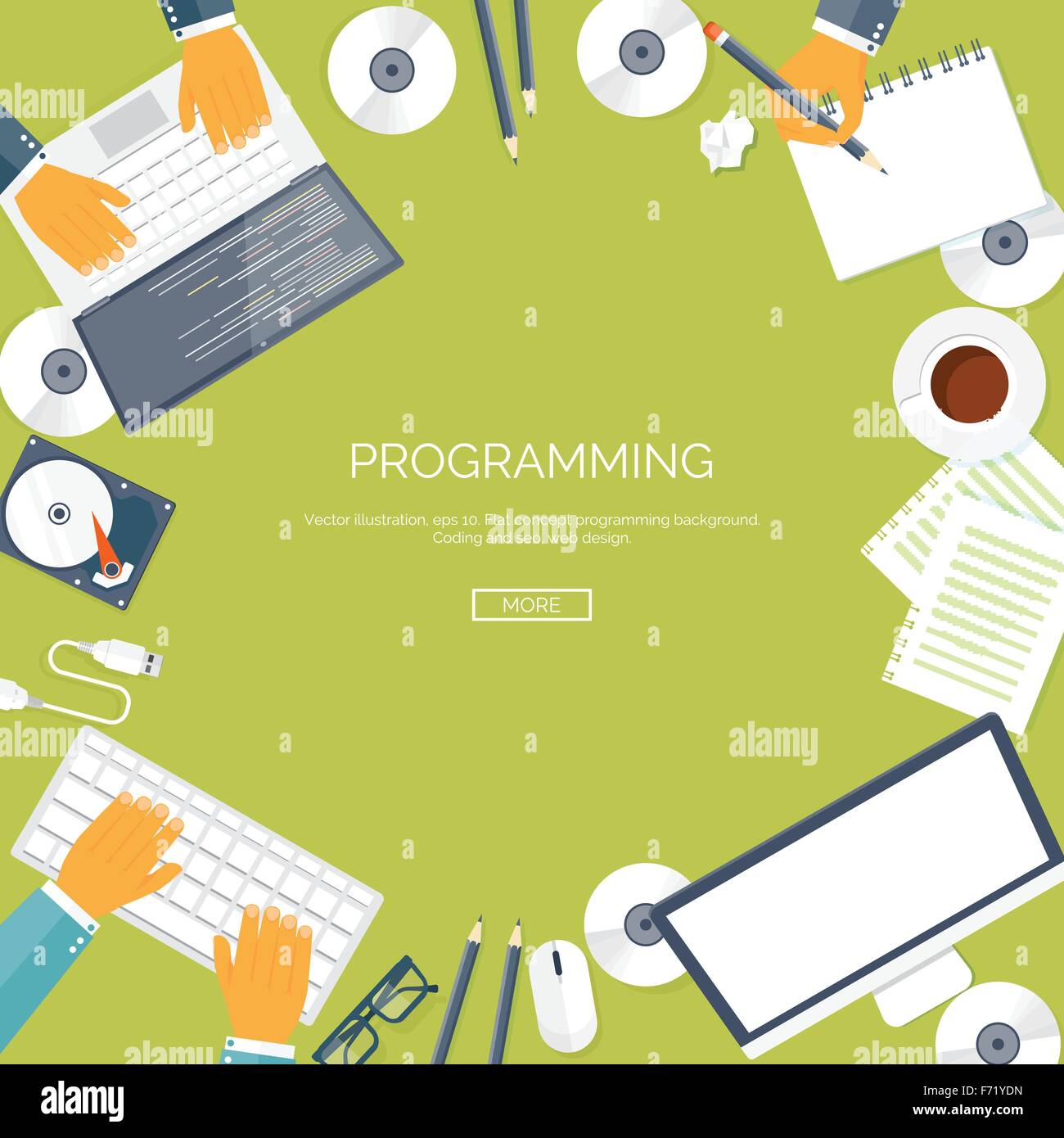 Vector illustration. Flat computing background. Programming ,coding ...