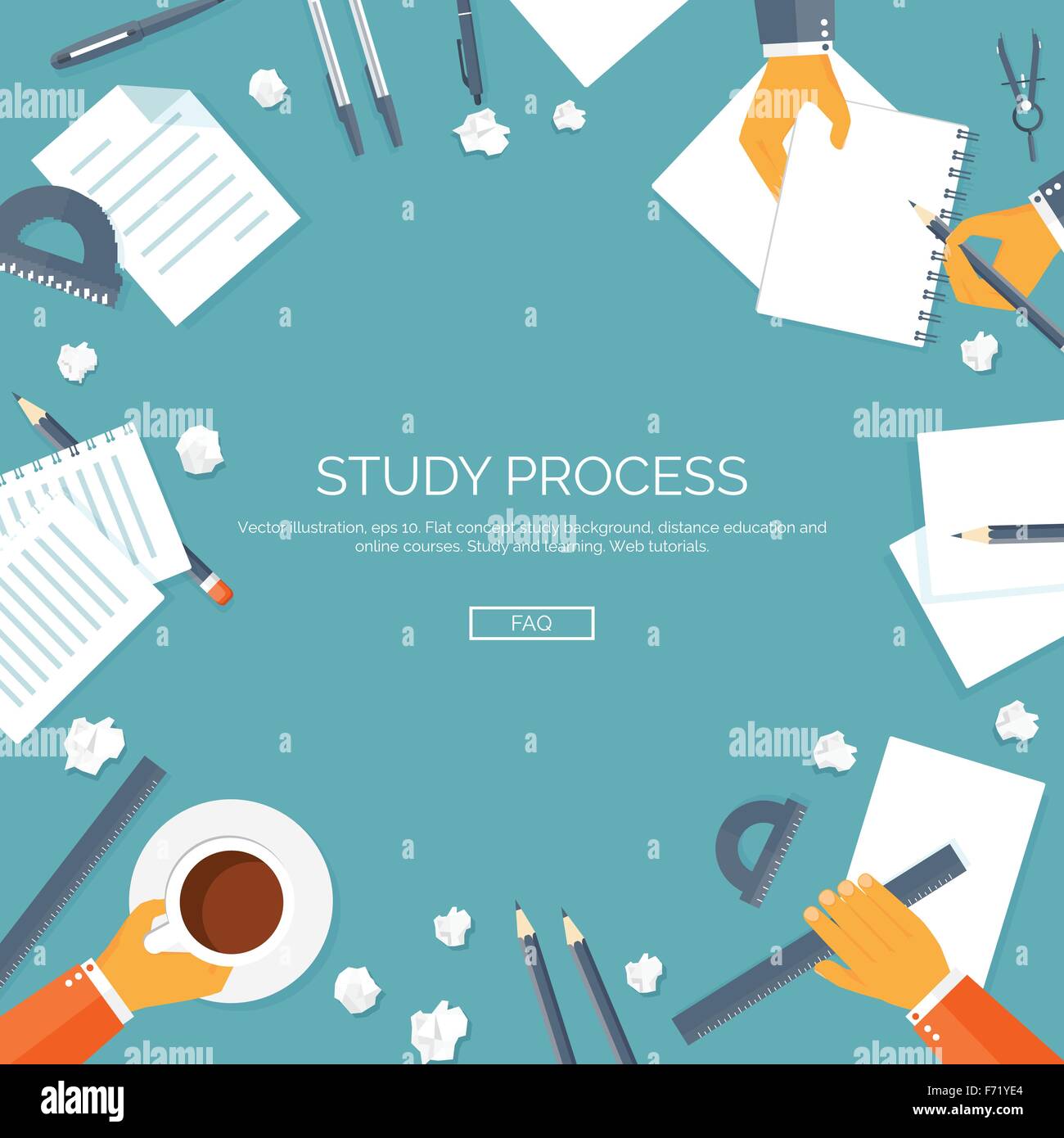 Vector illustration. Flat backgrounds set. Distance education, learning ...