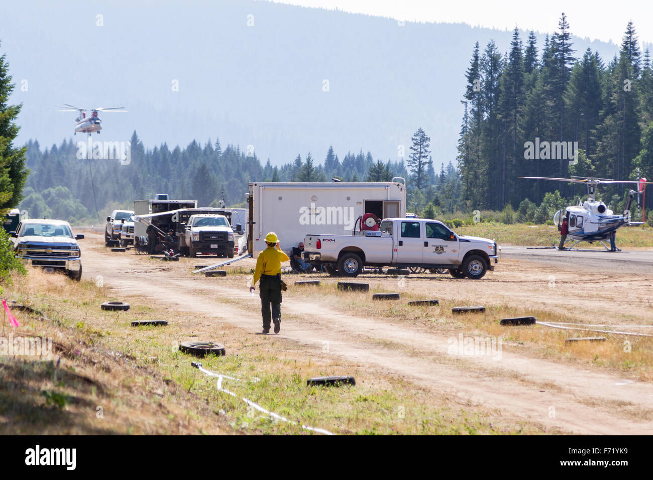 Prospect, Oregon - August 16 : Fire fighters using the prospect airport ...