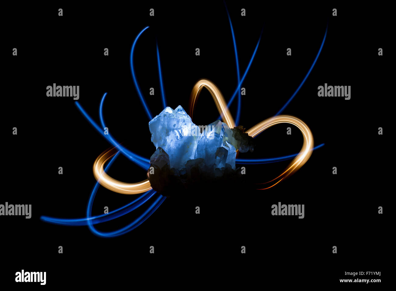 Rock crystal with light painting Stock Photo - Alamy