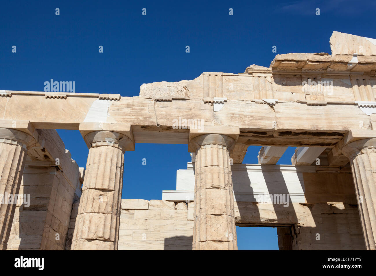 The Propylaea, the entrance to the Acropolis, Athens, Greece Stock ...
