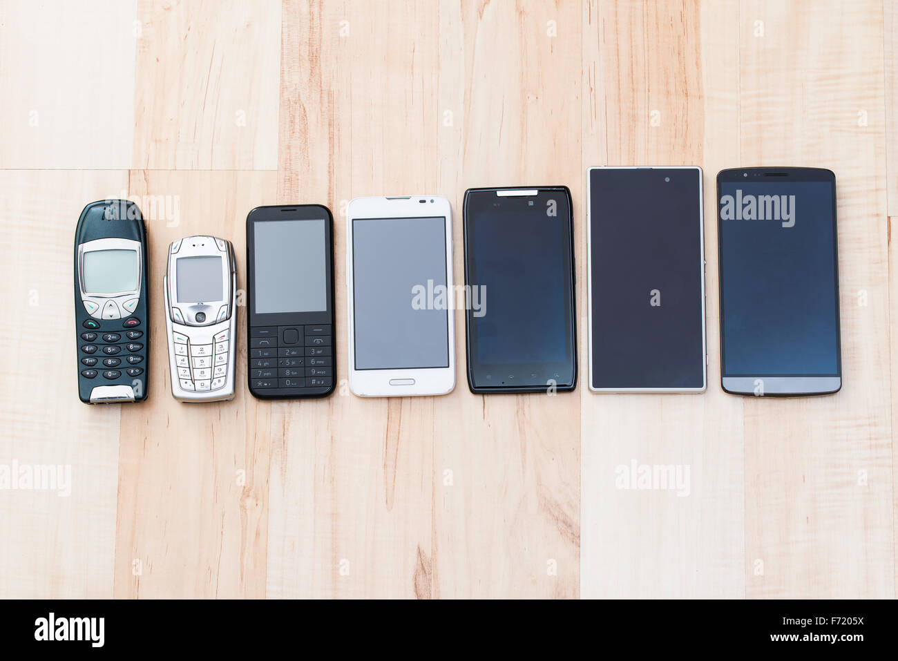 set phones - old and new devices Stock Photo - Alamy