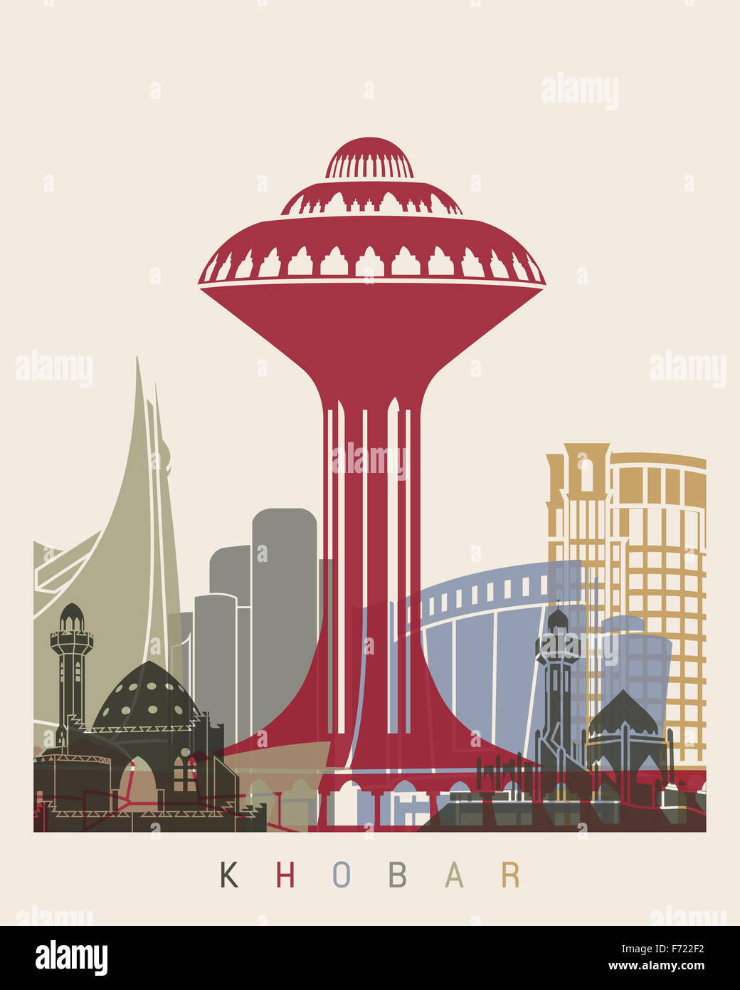 Khobar skyline poster in editable vector file Stock Photo - Alamy