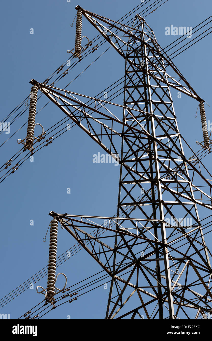 High-voltage electricy pylons Stock Photo - Alamy