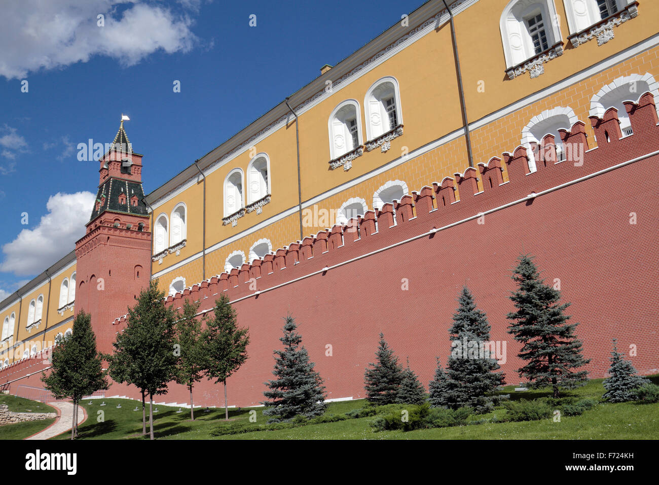 The distinctive red walls of the Kremlin, Moscow, Russia. This is a ...