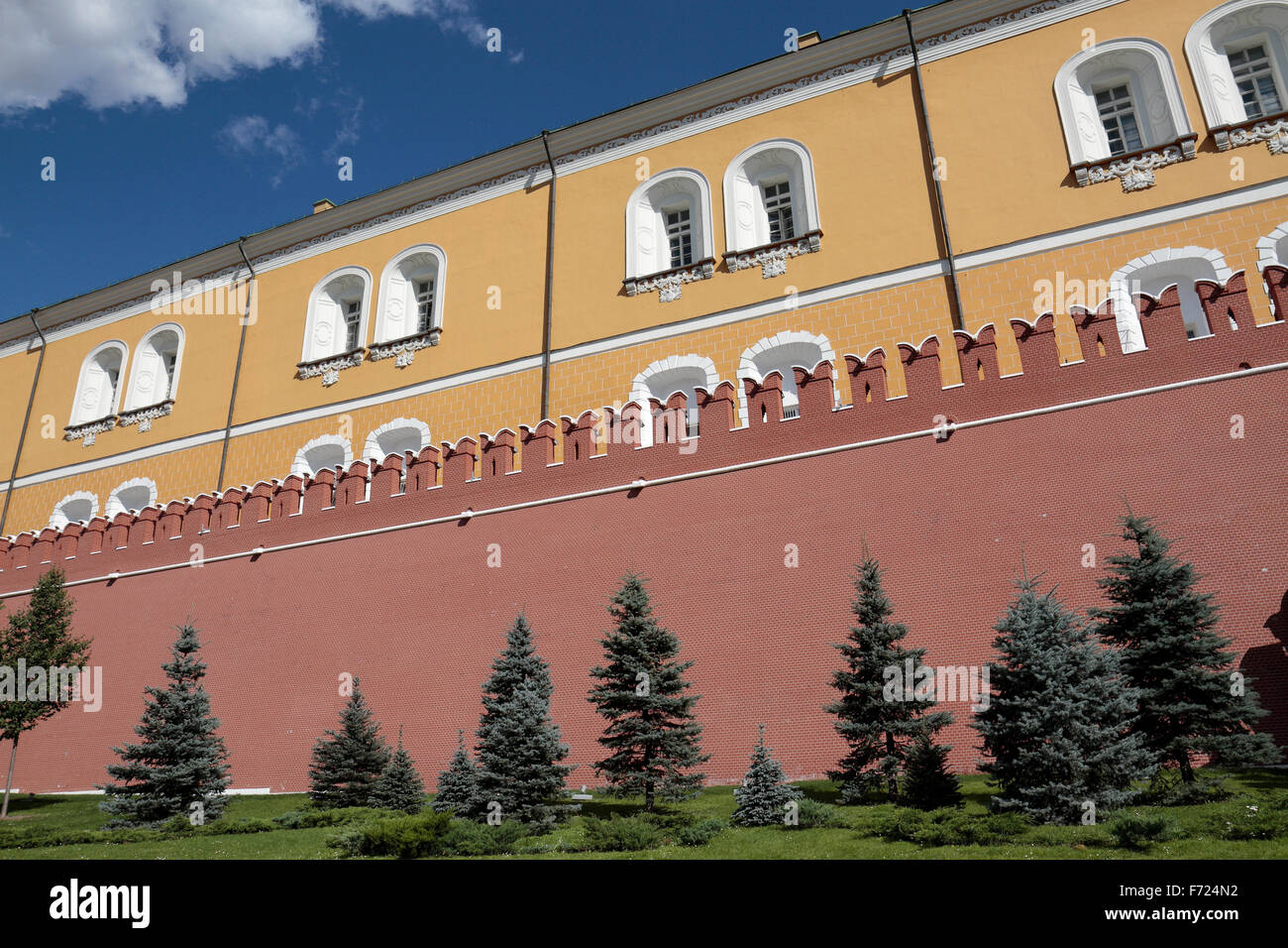 The distinctive red walls of the Kremlin, Moscow, Russia. This is a ...