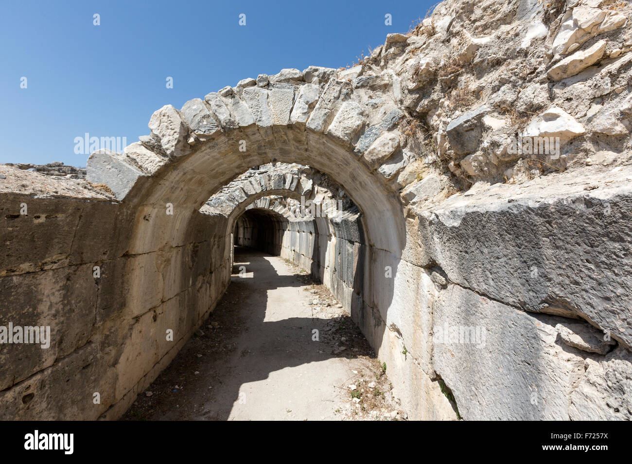 Parodos, entrance access to the theater of Miletus, Miletus an ancient ...