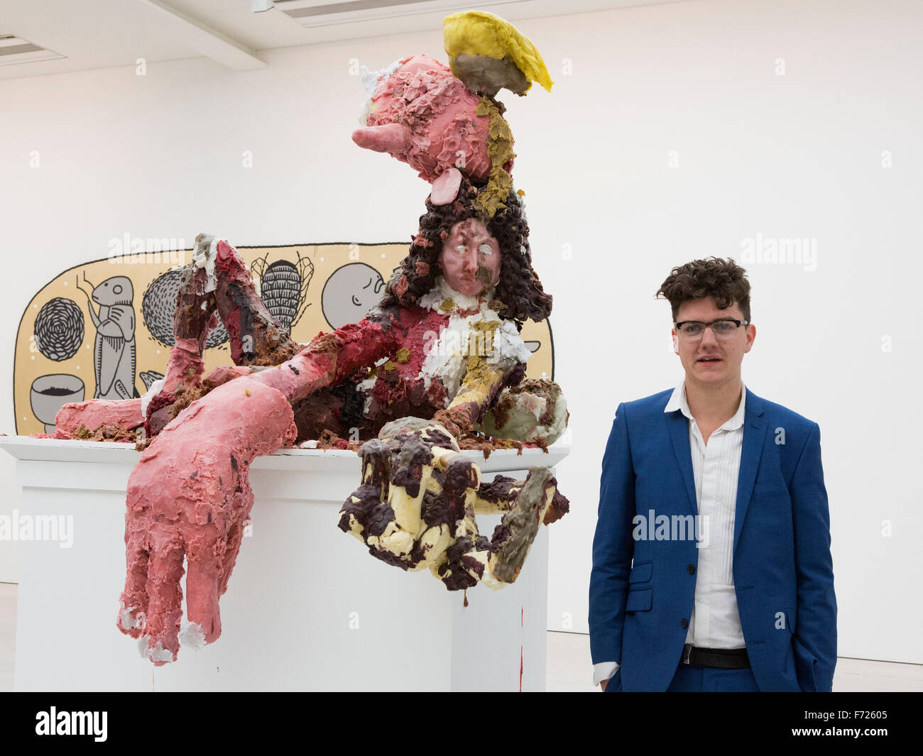 London, UK. 23 November 2015. Artist Jamie Fitzpatrick with his artwork ...