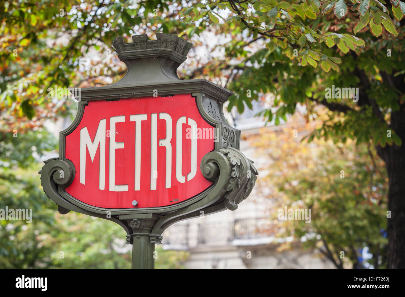 Color image of a metro sign in Paris, France Stock Photo - Alamy