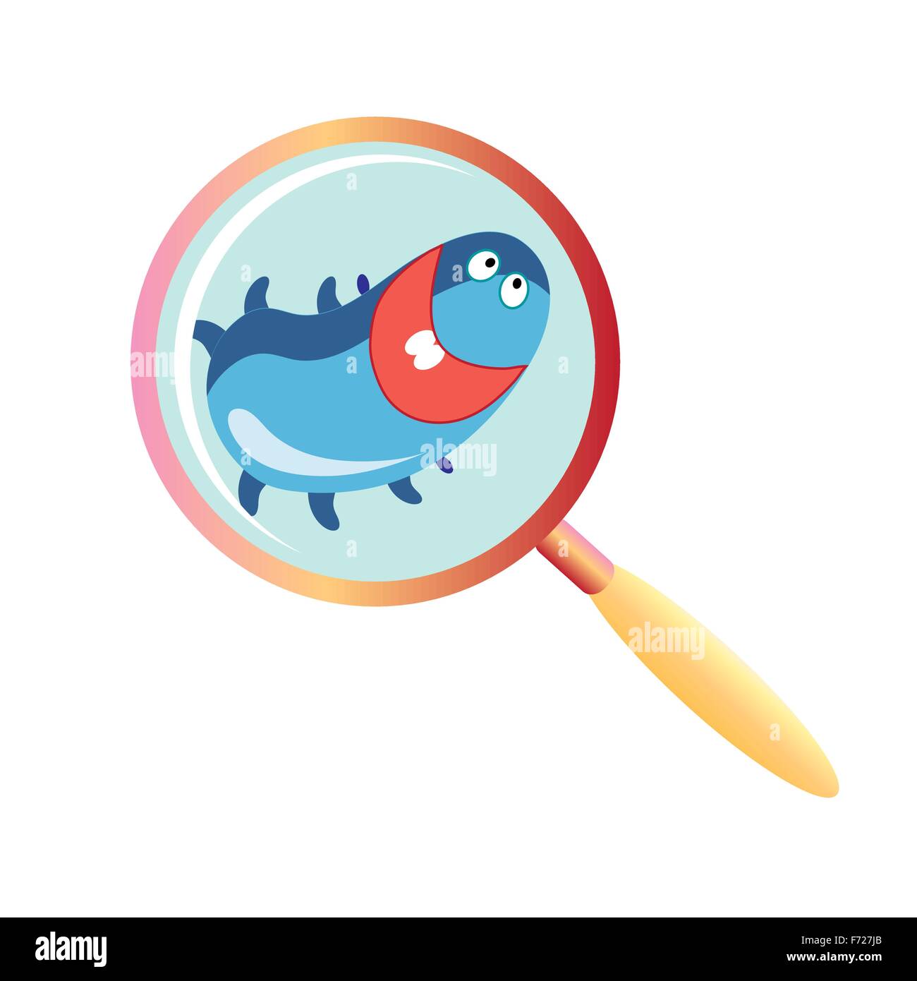 Beautiful vector illustration funny microbe under a microscope Stock ...