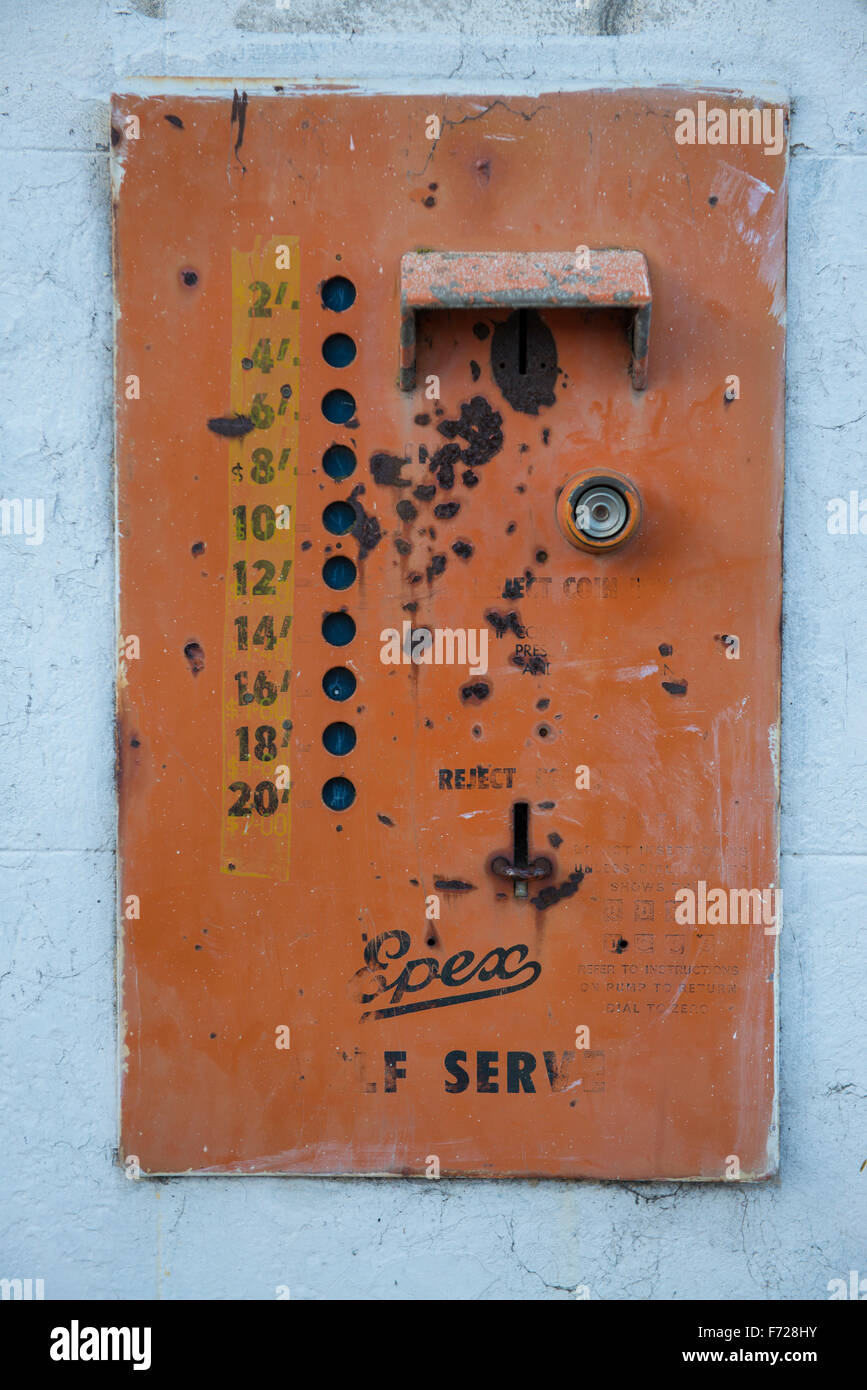 Old self-serve guage main street, Koroit, Victoria, Australia Stock ...