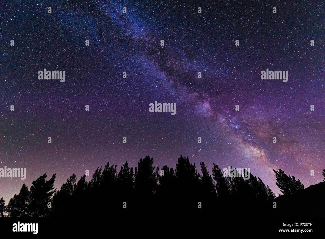 The Milky Way and Perseid meteor over Rose Valley, Los Padres National ...