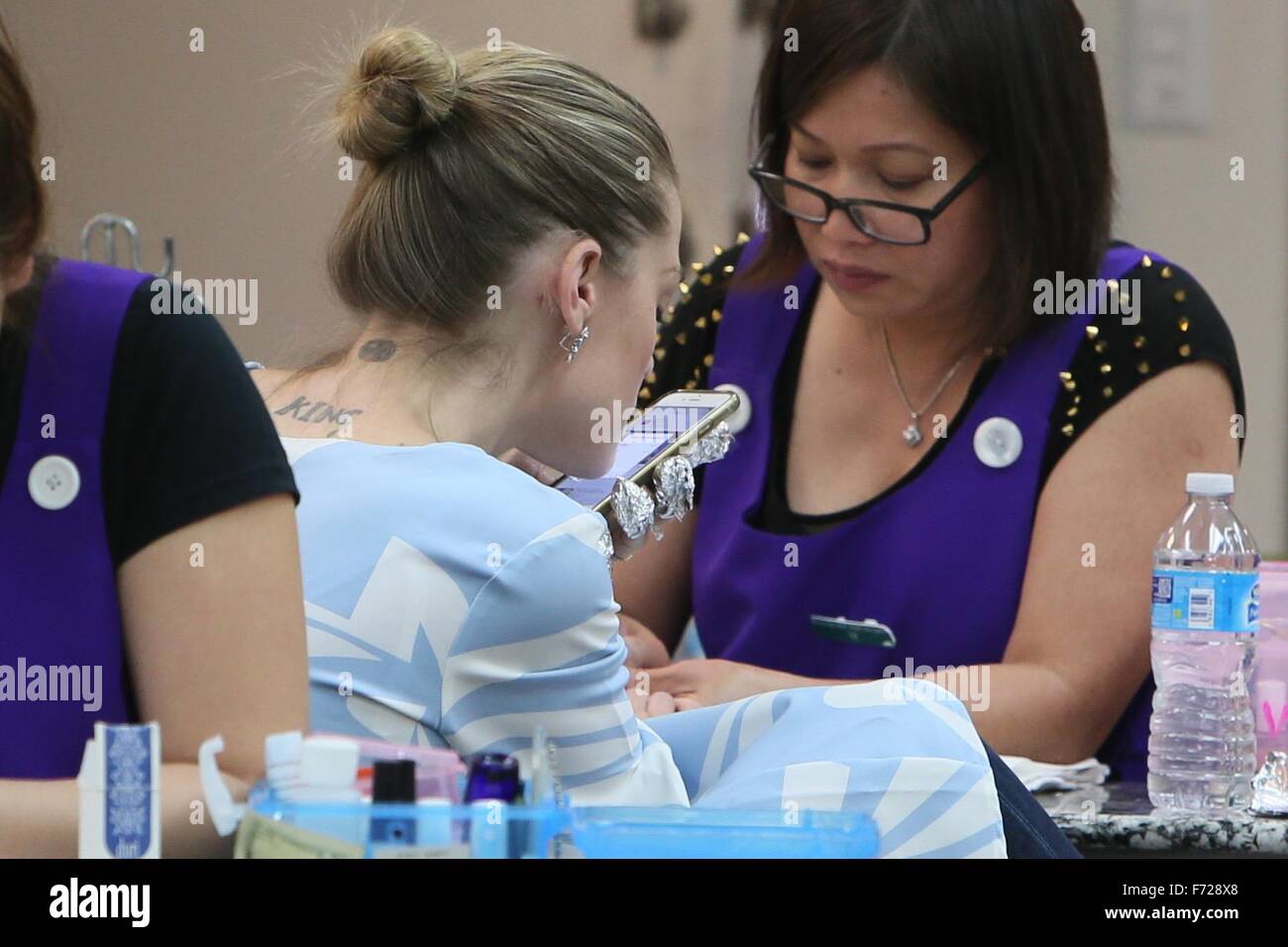 Jaime King and a friend get manicures at Beverly Hills Nail Design ...