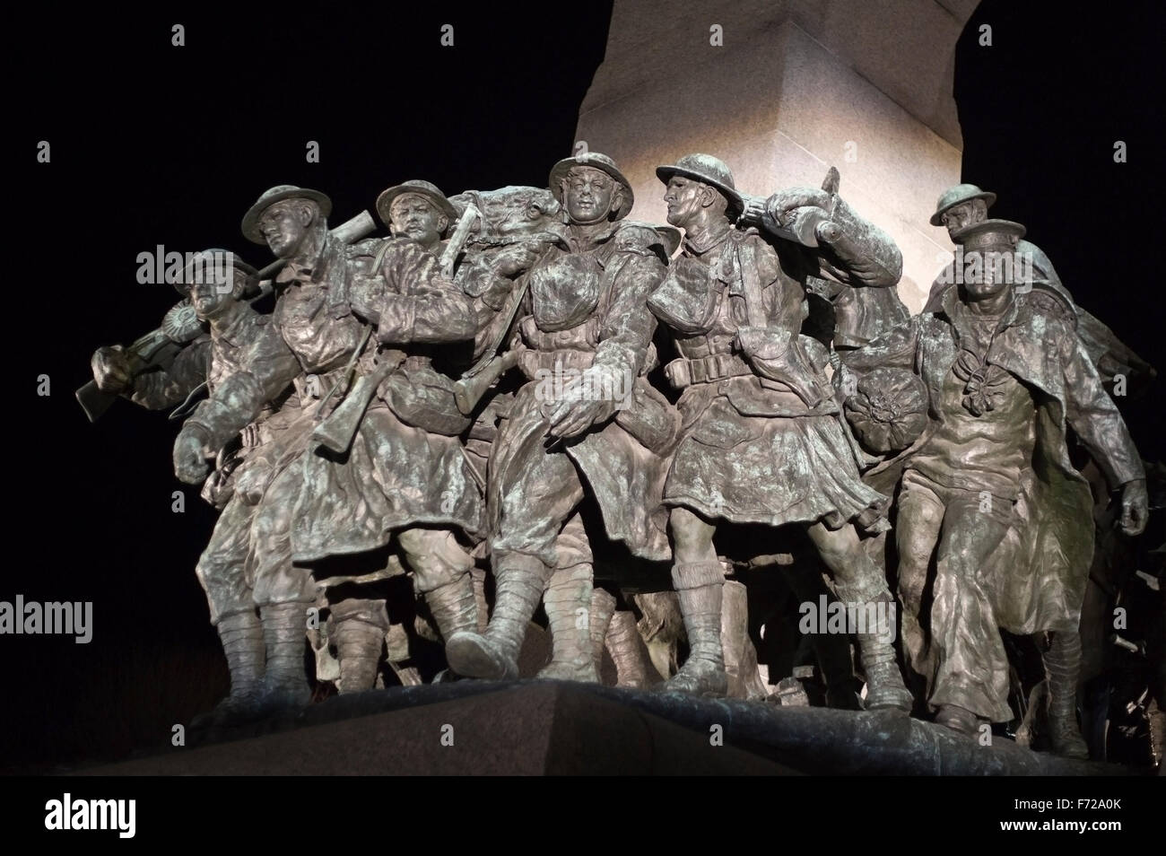 Bronze figures of the Canadian National War Memorial on a cenotaph ...