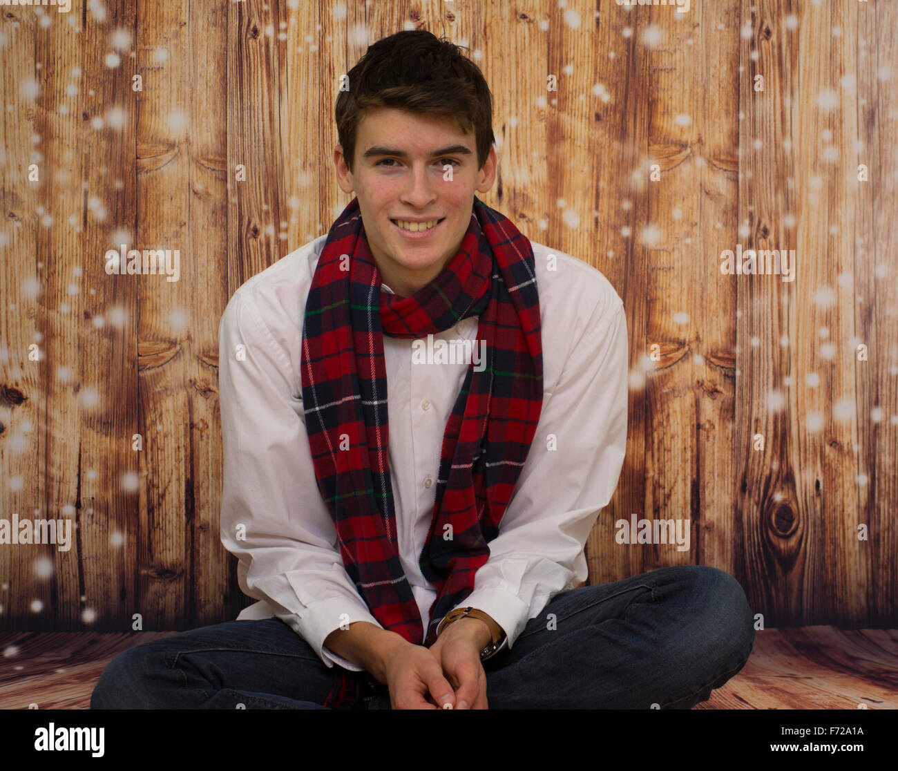 Boy with scarf Stock Photo - Alamy