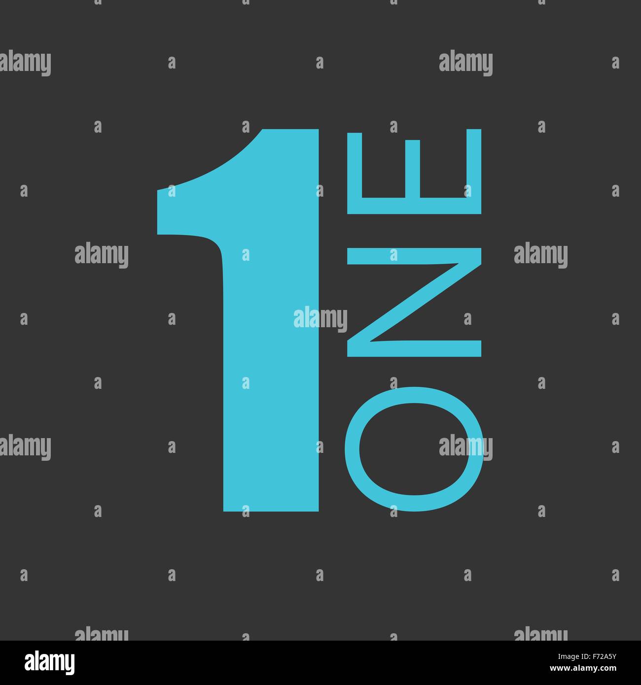 Word and number one vector. First template icon. One symbol silhouette ...