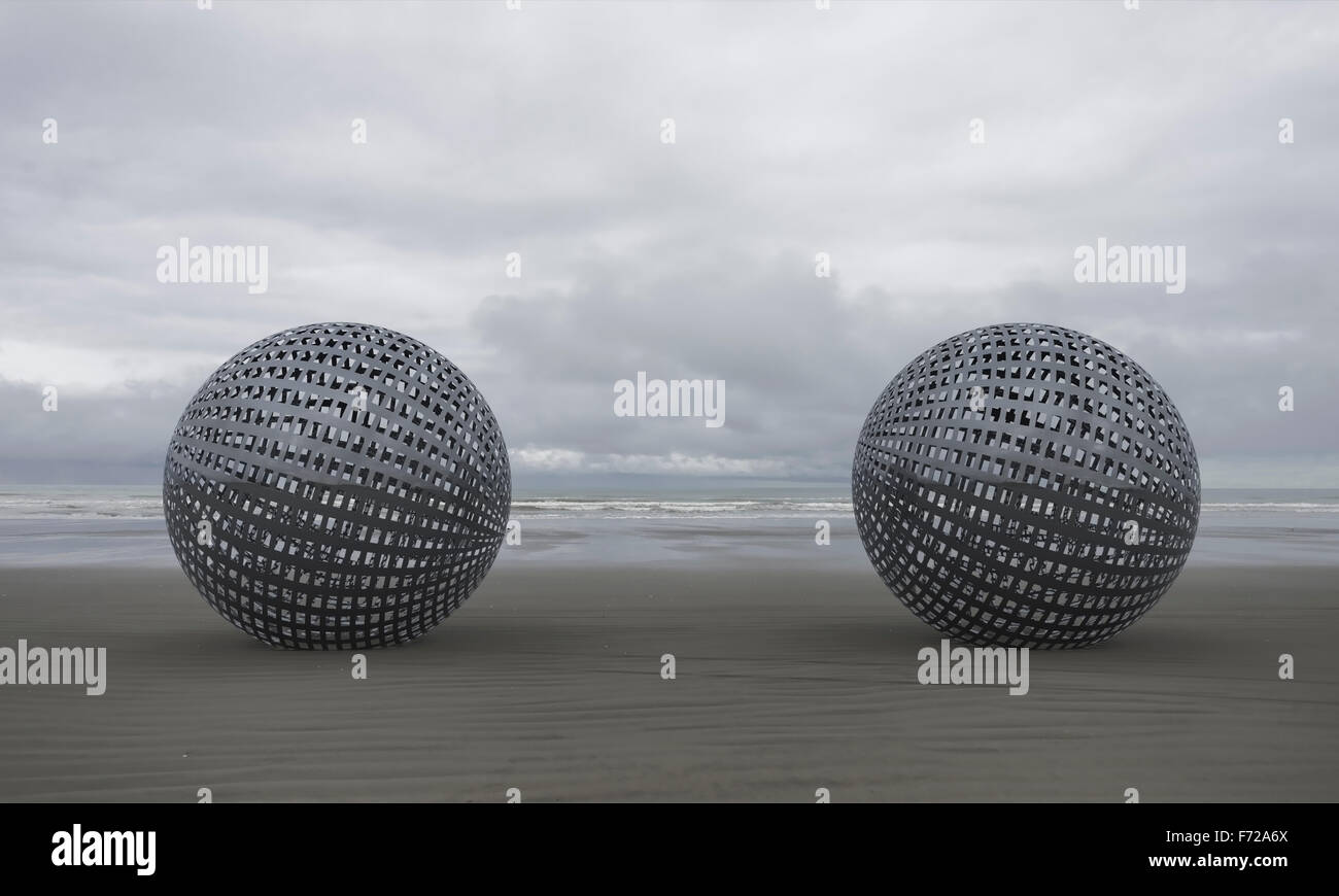Two metal mesh balls Stock Photo - Alamy