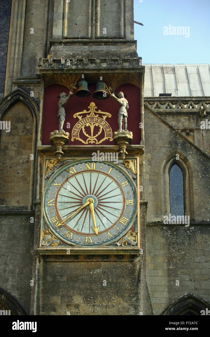 Ornate clock on Wells Cathedral Stock Photo - Alamy