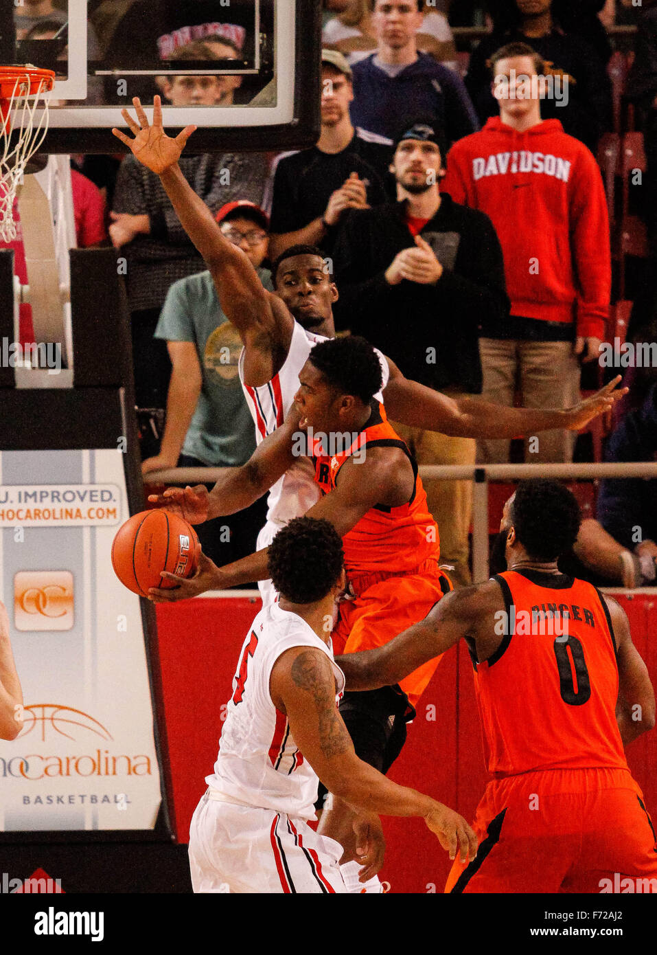 Davidson, NC, USA. 23rd Nov, 2015. Jaylen Stowe (2) of the Mercer Bears ...