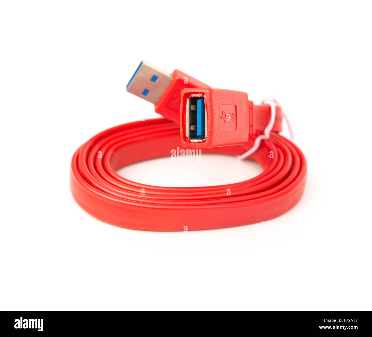red usb cable on a white background Stock Photo - Alamy