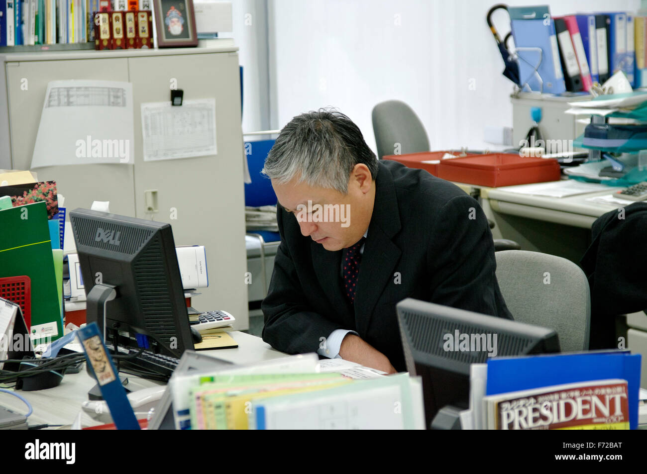 Depressed Asian businessman. Japanese office worker office Tokyo, Japan ...