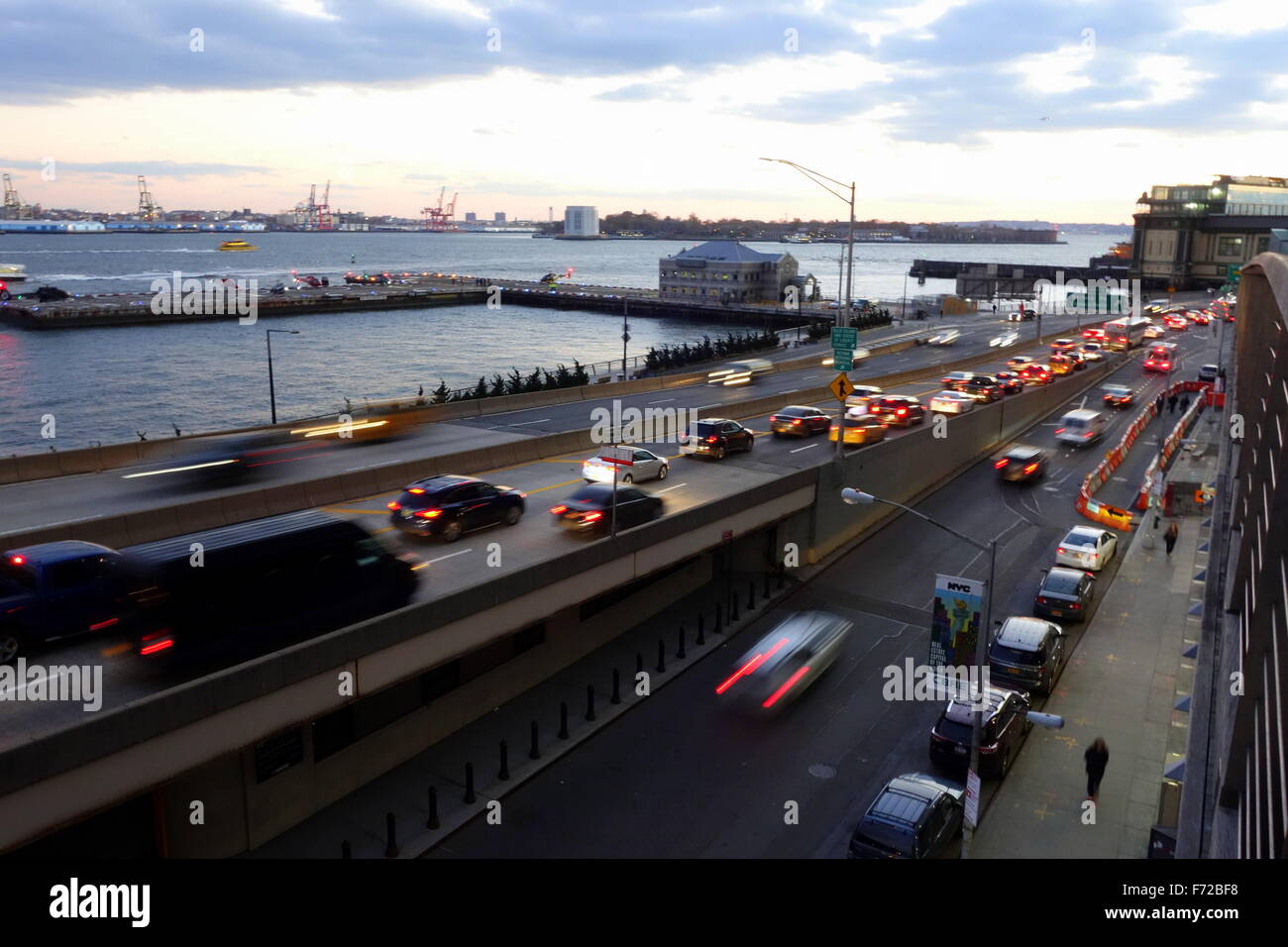 Evening traffic on the FDR drive, New York City, NY, USA Stock Photo ...
