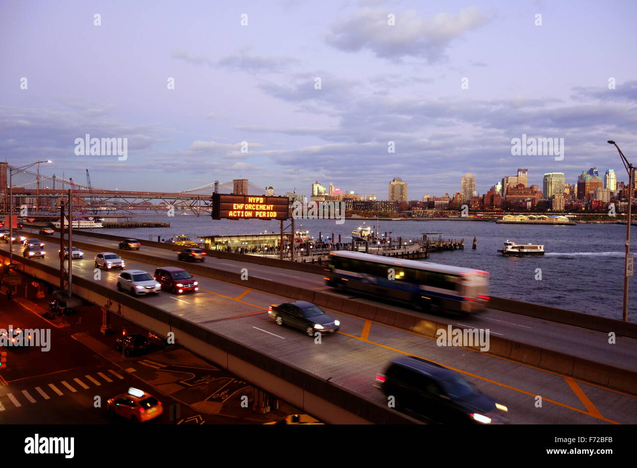 Evening traffic on the FDR drive, New York City, NY, USA Stock Photo ...
